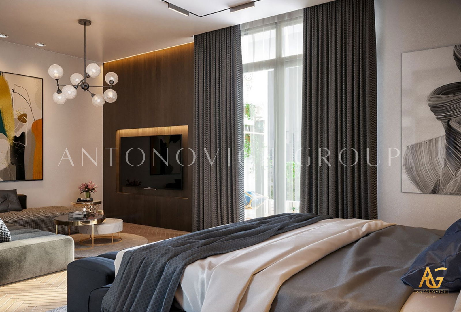 Navy Blue Master Bedroom Interior Design