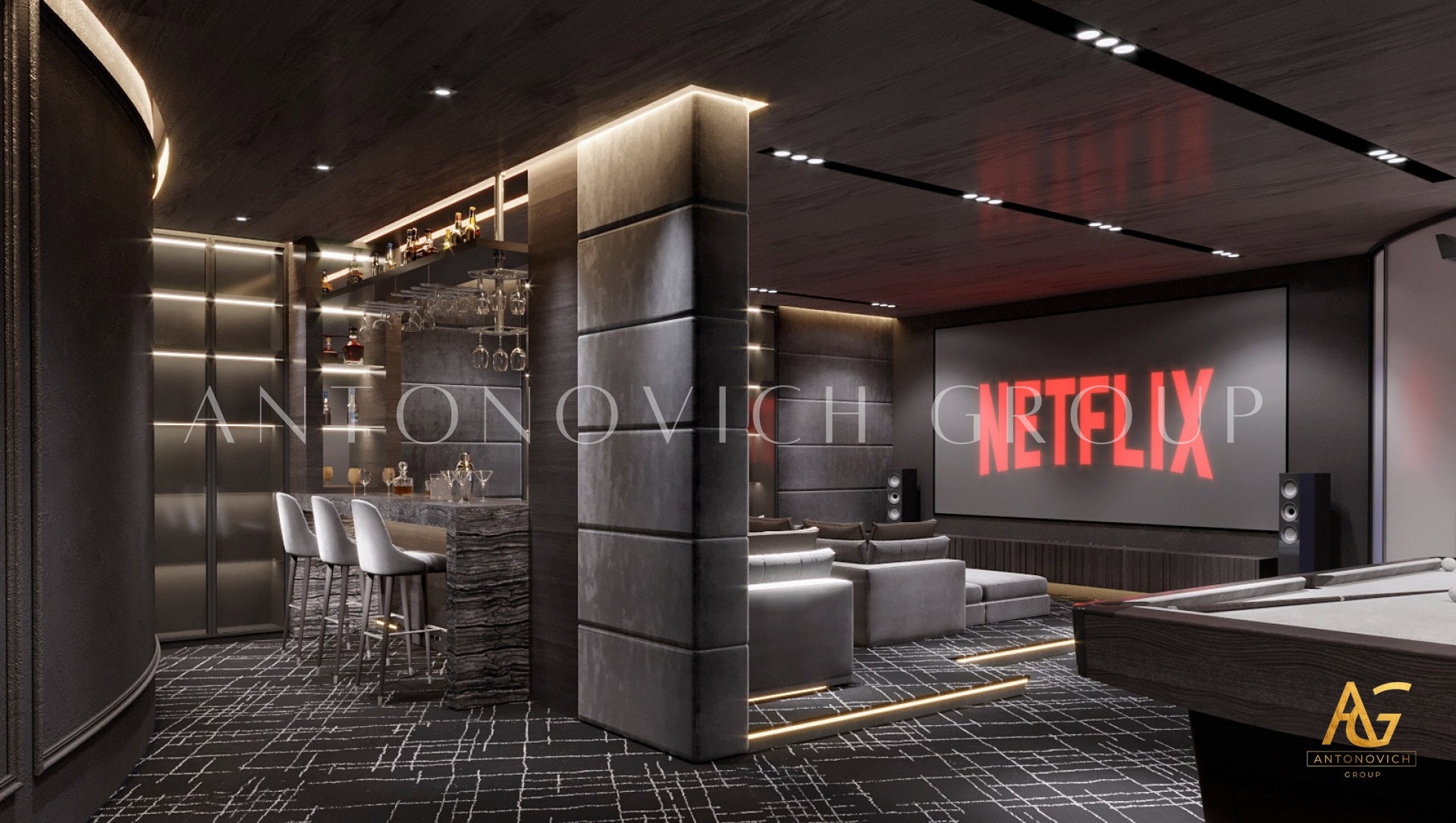 Spacious Home Cinema Interior Design