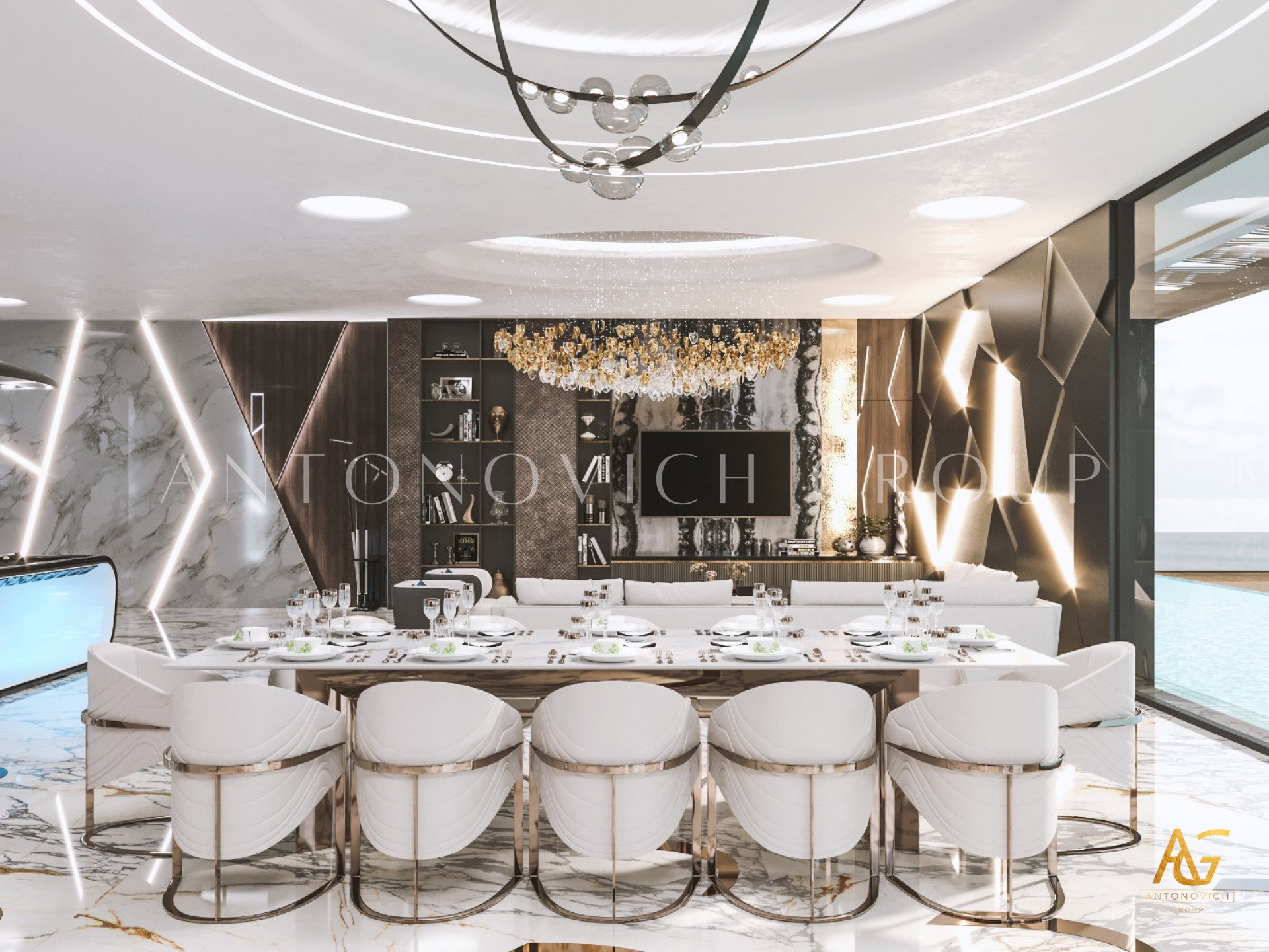 An Open Space Design Execution for Luxury Living Room