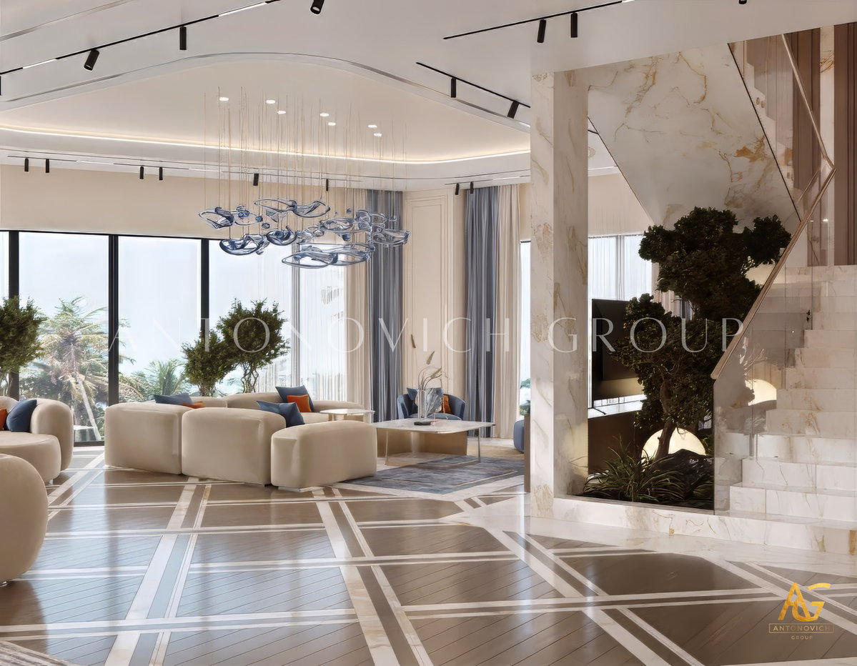 Contemporary comfort in living room interior