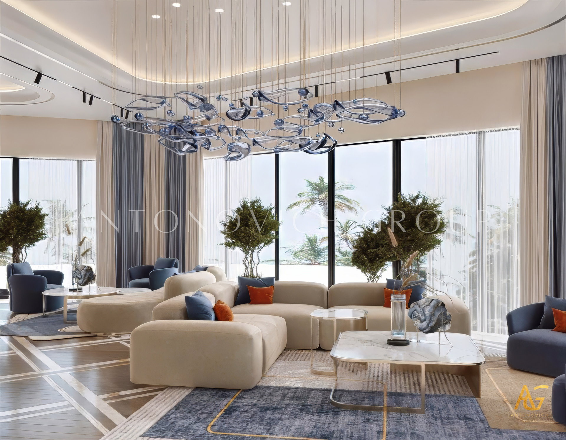 Contemporary comfort in living room interior